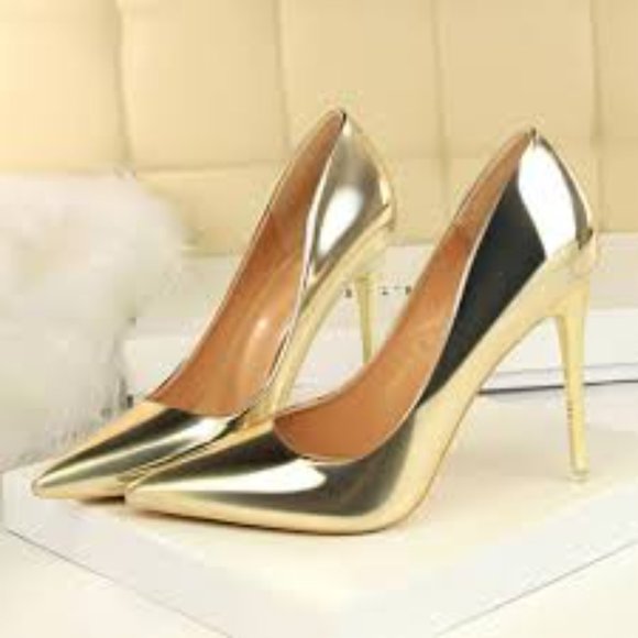 Shoes | Metallic Gold Stiletto Heels | Poshmark